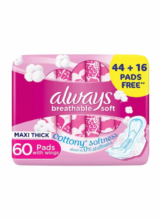 Always Breathable Soft Maxi Thick Large Sanitary Pads with Wing 60pcs